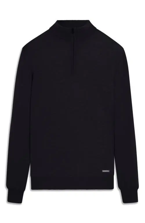 Bugatchi Merino Wool Quarter-zip Pullover - Black