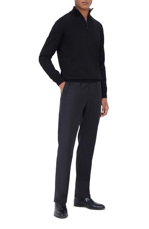 Bugatchi Merino Wool Quarter-zip Pullover - Black