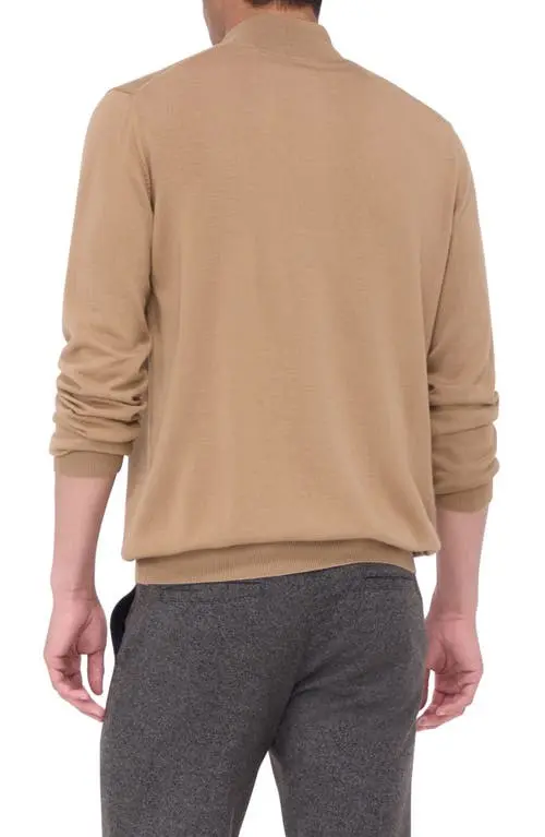 Bugatchi Merino Wool Quarter-zip Pullover - Camel