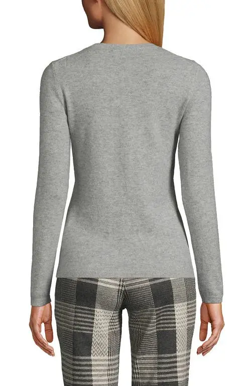 LANDS' END Cashmere Cardigan Sweater - Gray Heather