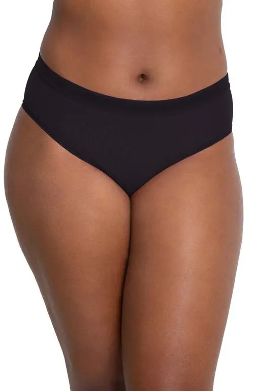 CURVY COUTURE Sheer Mesh High Cut Briefs - Black/flirt/black
