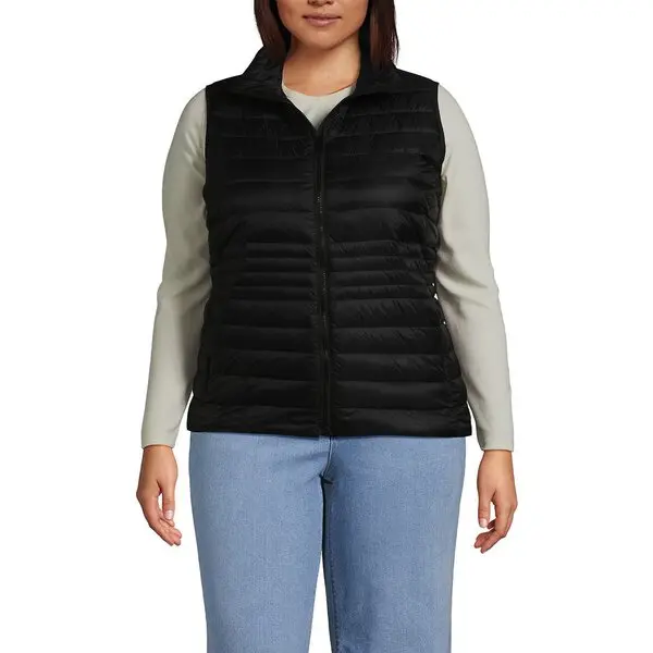 LANDS' END Wanderweight Packable Ultralight Down Vest - Black