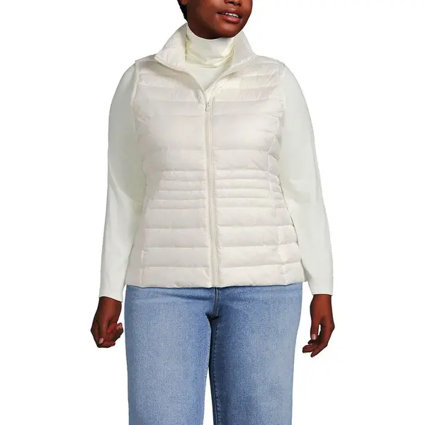 LANDS' END Wanderweight Packable Ultralight Down Vest - Ivory