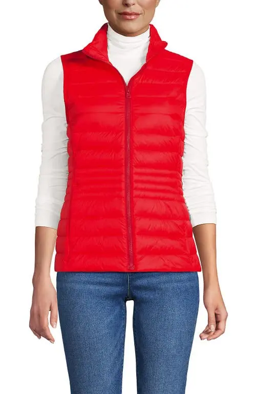 LANDS' END Wanderweight Packable Ultralight Down Vest - Bright Cherry