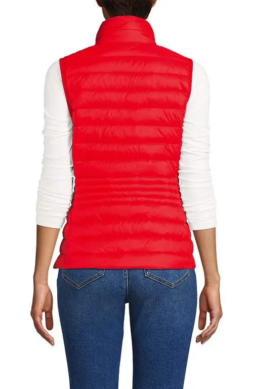 LANDS' END Wanderweight Packable Ultralight Down Vest - Bright Cherry