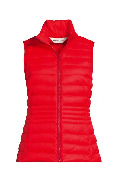 LANDS' END Wanderweight Packable Ultralight Down Vest - Bright Cherry