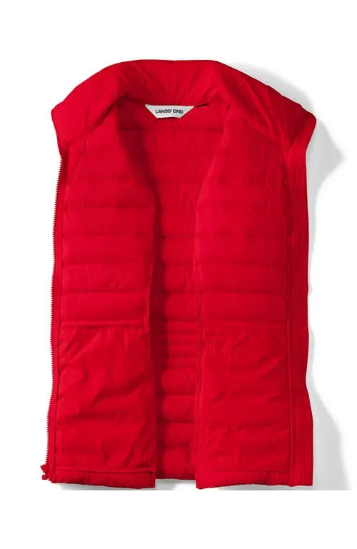 LANDS' END Wanderweight Packable Ultralight Down Vest - Bright Cherry