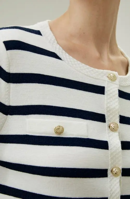 Lilysilk Gariana Striped Merino Wool Cardigan