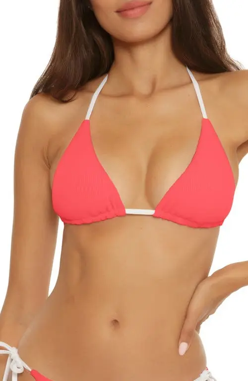 BECCA By Rebecca Virtue Modern Reversible Rib Triangle Bikini Top - Paprika