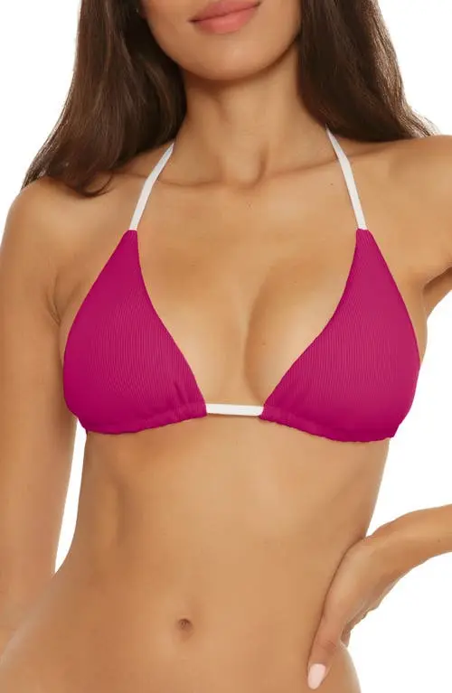 Becca Modern Reversible Rib Triangle Bikini Top - Pomagrante