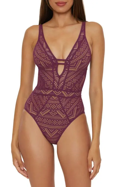 BECCA® By Rebecca Virtue Color Play Mesh One-piece Swimsuit - Aubergine