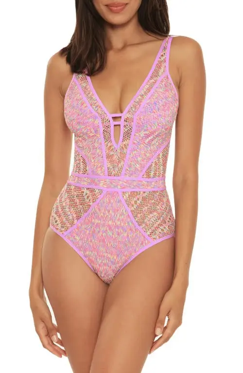 BECCA By Rebecca Virtue Color Play Mesh One-piece Swimsuit - Orchid