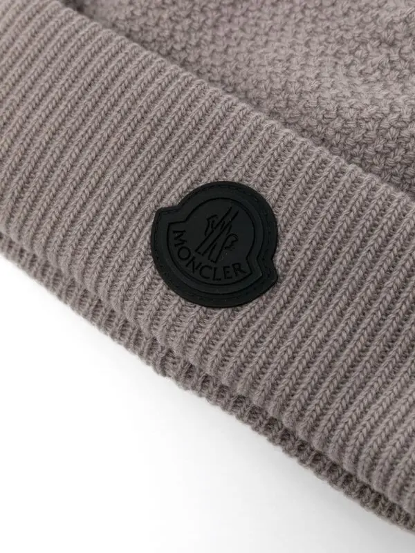 Moncler Virgin Wool Beanie - Grey