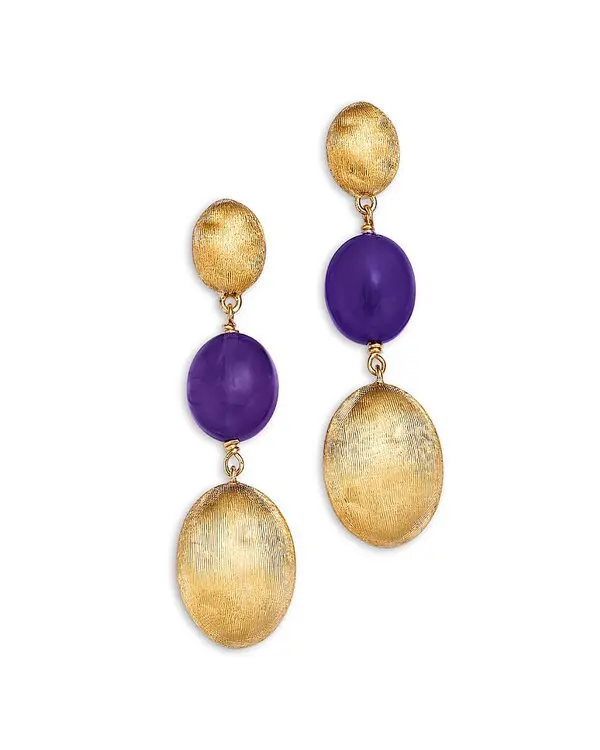 Marco Bicego 18k Yellow Gold Siviglia Amethyst Drop Earrings - Purple/gold