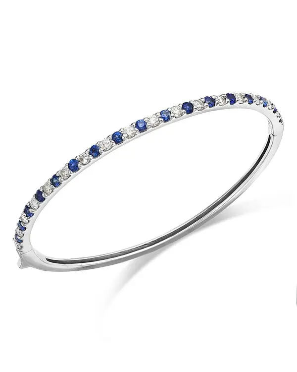 Bloomingdale'S Blue Sapphire And Diamond Bangle In 14k White Gold - Blue/white