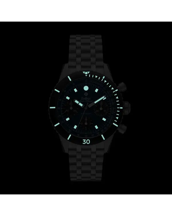 ZODIAC Sea-chron Automatic 42mm Stainless Steel Chronograph Watch - Blue/silver