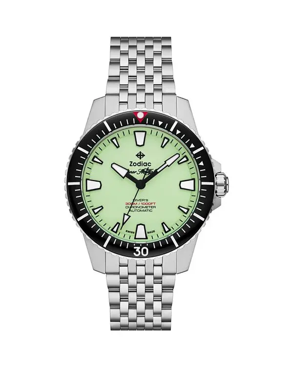 ZODIAC Pro-diver Automatic Watch, 42mm - Green/silver