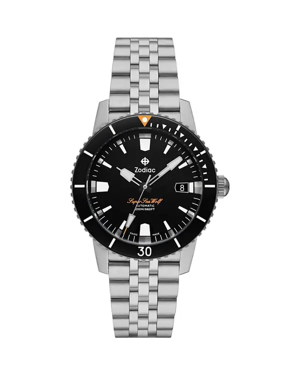 ZODIAC Compression Diver Automatic 40mm Stainless Steel Watch - Black/silver