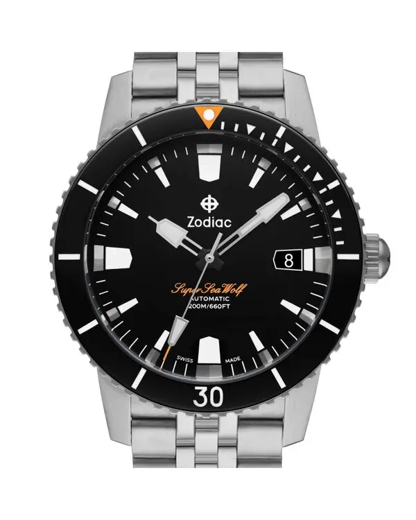 ZODIAC Compression Diver Automatic 40mm Stainless Steel Watch - Black/silver