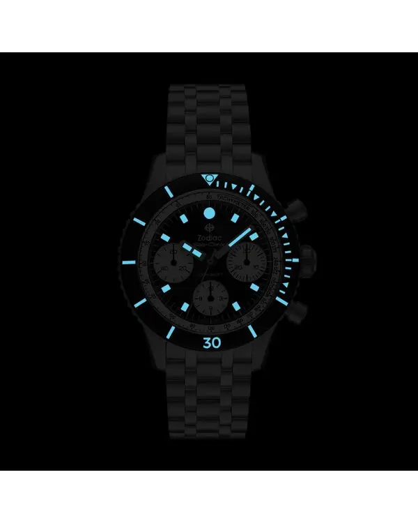 ZODIAC Sea-chron Automatic Stainless Steel Chronograph Watch - Black/silver