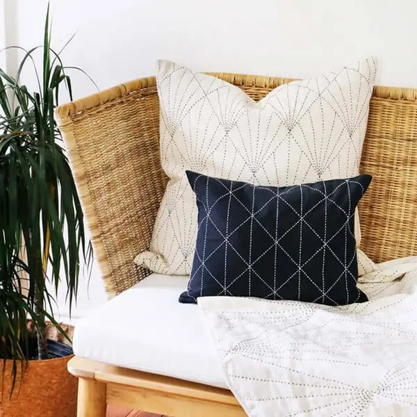 ANCHAL Small Graph Throw Pillow - Charcoal