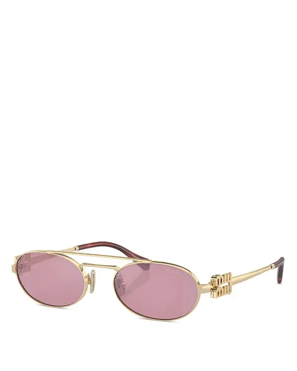 Miu Miu Oval Sunglasses 53mm - Gold/pink Mirrored Solid