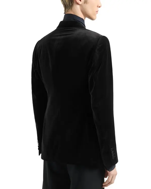 Emporio Armani Regular Fit Embossed Print And Satin Lapel Blazer