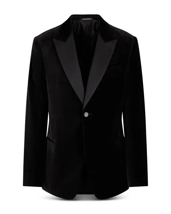 Emporio Armani Regular Fit Embossed Print And Satin Lapel Blazer