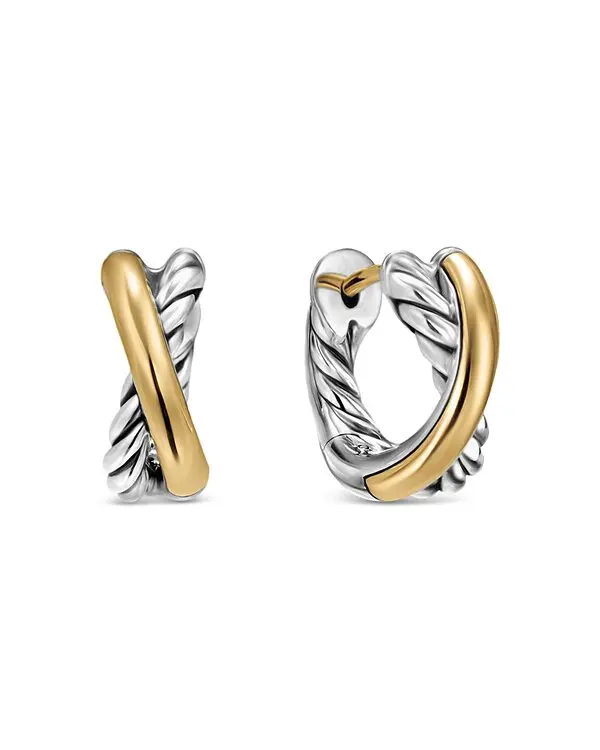 David Yurman Crossover Hoop Earrings - Silver/gold