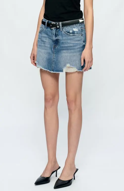 BAYEAS Anna Distressed Denim Miniskirt