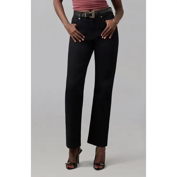 LOLA JEANS Denver High Rise Straight Jeans - Black