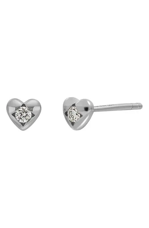 Bony Levy Diamond Heart Stud Earrings - 18k White Gold