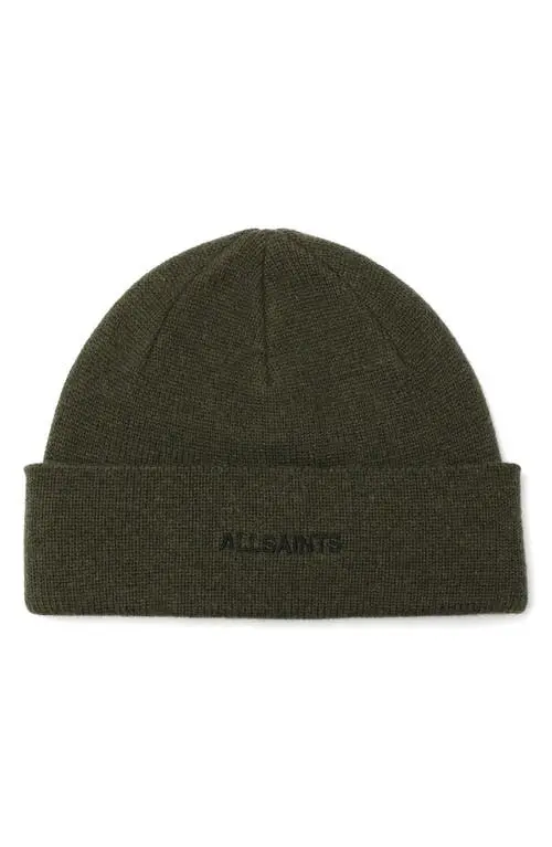 ALLSAINTS Embroidered Logo Beanie - Beetle Green