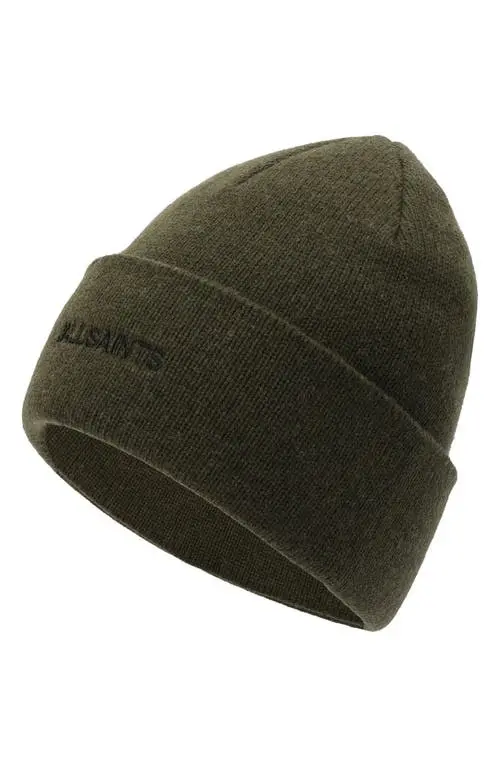 ALLSAINTS Embroidered Logo Beanie - Beetle Green