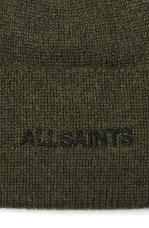 ALLSAINTS Embroidered Logo Beanie - Beetle Green