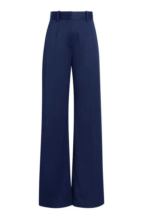 Another Tomorrow Wide Leg Suit Pant - Navy