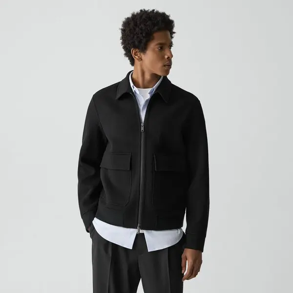 Theory Sean Jacket In Double-face Wool-cashmere - Black