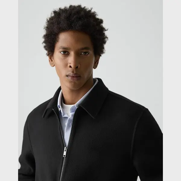 Theory Sean Jacket In Double-face Wool-cashmere - Black