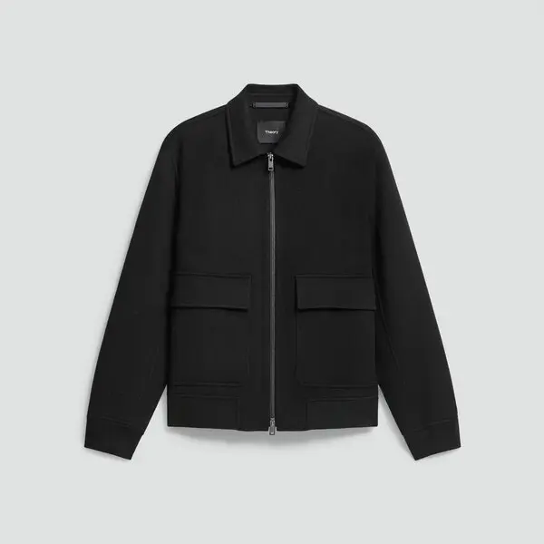 Theory Sean Jacket In Double-face Wool-cashmere - Black