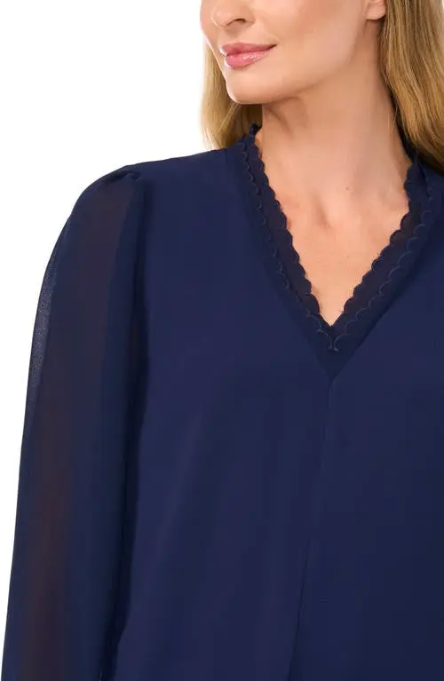 CECE DUPRAZ Scallop Detail Georgette Top