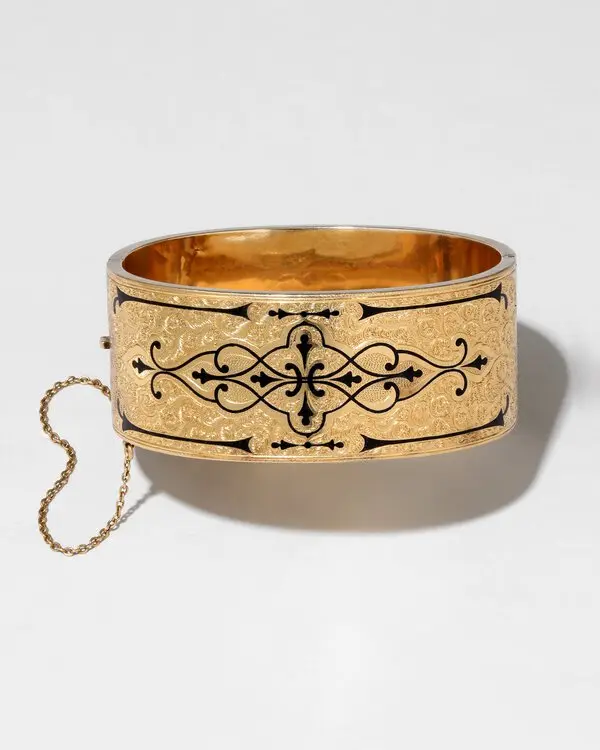 Alexis Bittar Antique Victorian 14k & Enamel Hinge Bracelet