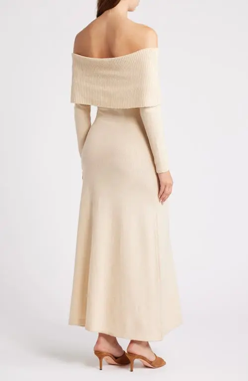 Moon River Off-The-Shoulder Long Sleeve Knit Dress In Oatmeal - 55% Off |  Editorialist