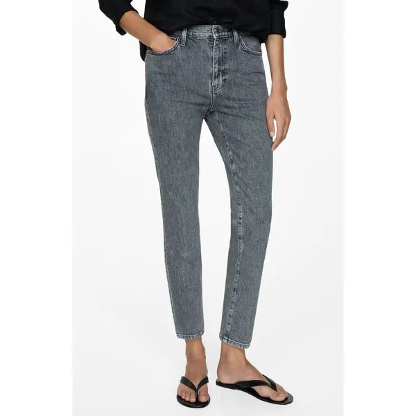 Mango Claudia Waxed Crop Slim Fit Jeans