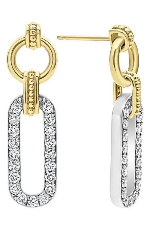 Lagos Signature Caviar Diamond Drop Earrings - Two-tone