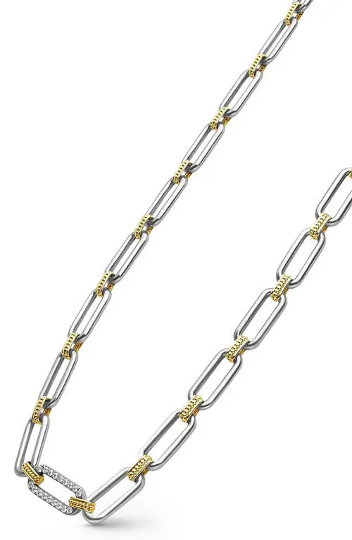 Lagos Signature Caviar Diamond Link Chain Necklace