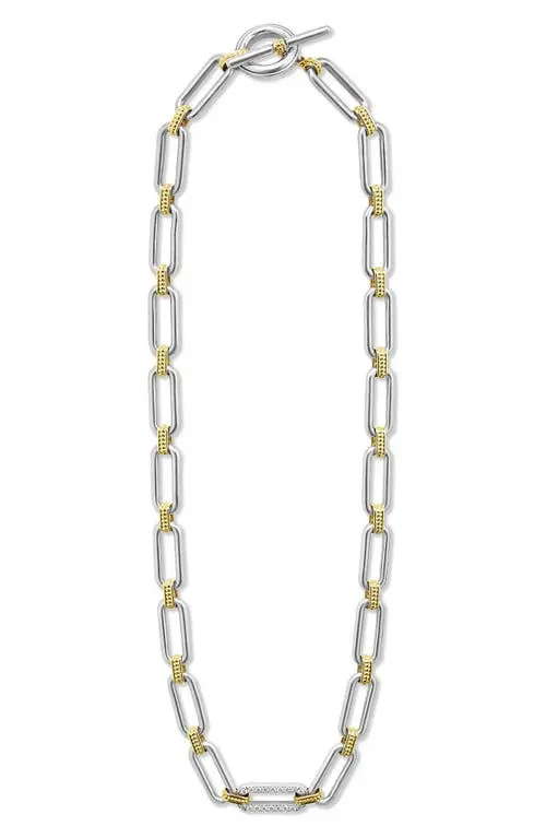 Lagos Signature Caviar Diamond Link Chain Necklace