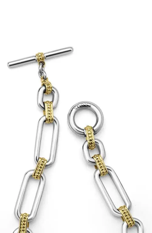 Lagos Signature Caviar Links Chain Bracelet With Diamonds