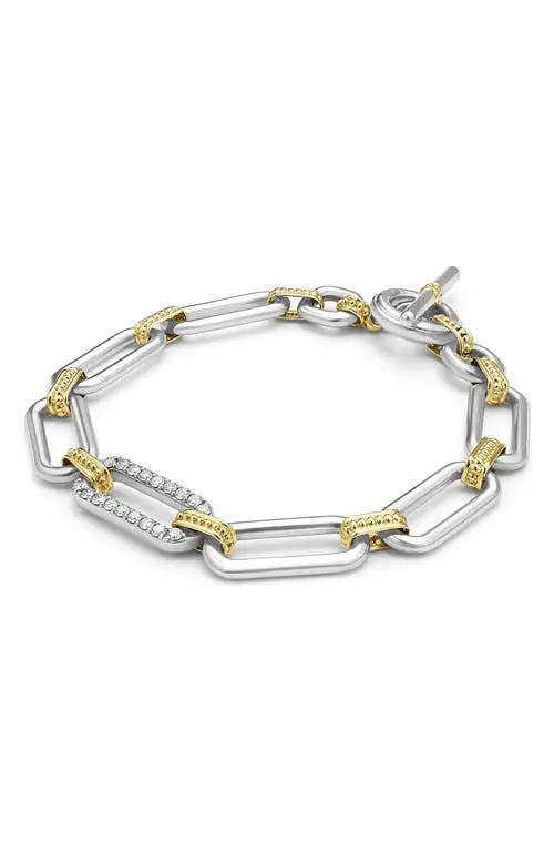 Lagos Signature Caviar Links Chain Bracelet With Diamonds