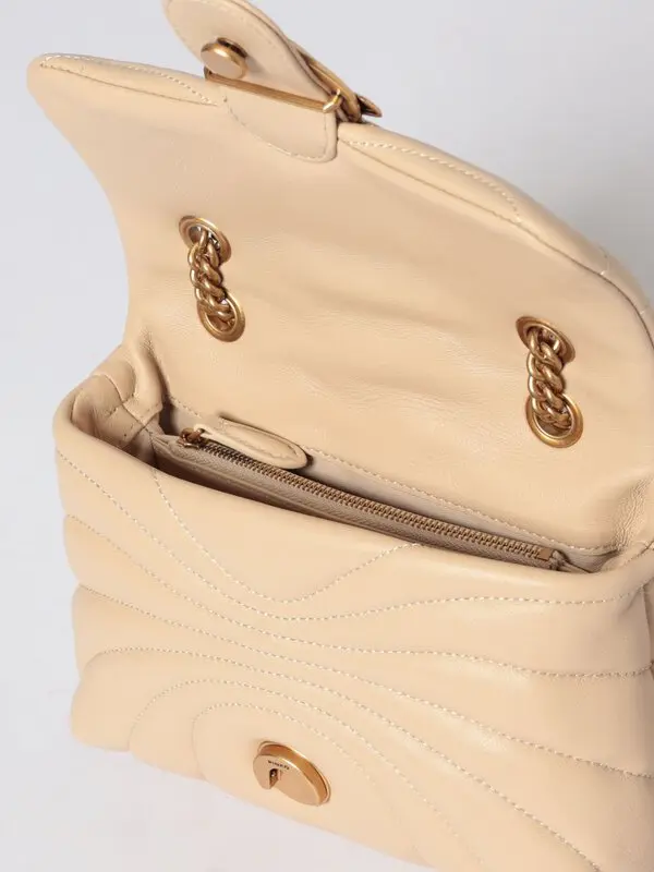Pinko Quilted Leather Mini Bag With Chain Strap - Beige