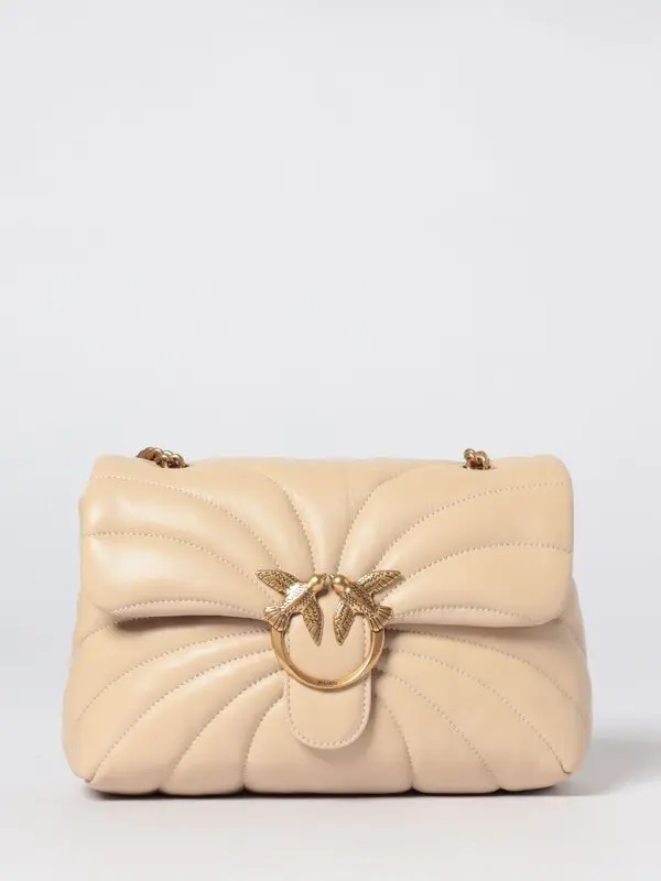Pinko Quilted Leather Shoulder Bag - Beige